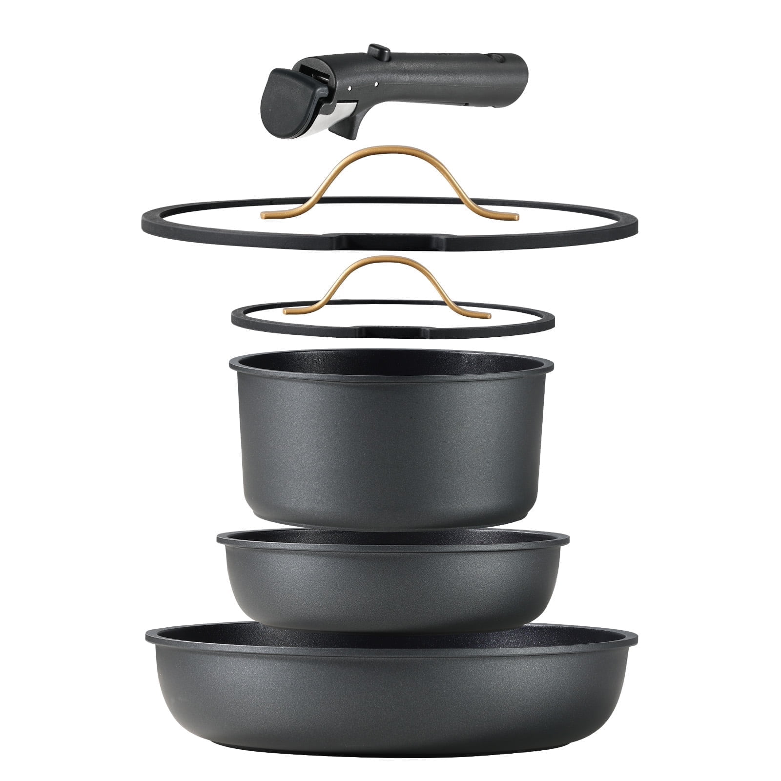 Carote 6-Piece Pots and Pans Set, Nonstick Cookware Set with Detachable ...