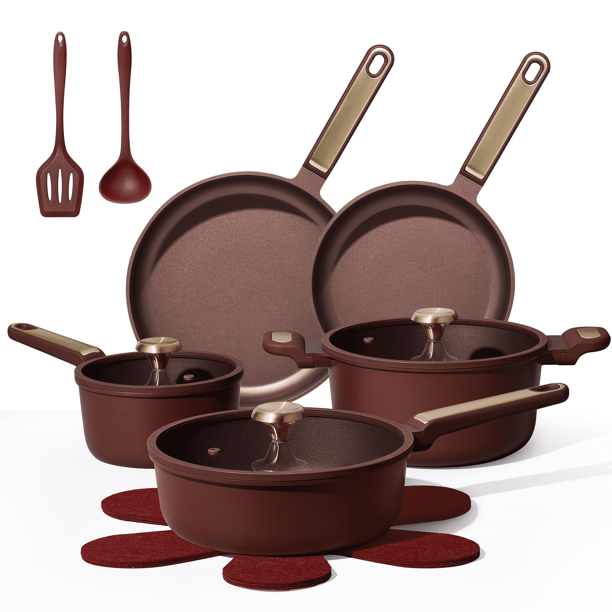 Carote 14-Piece Pots and Pans Set, Ceramic Nonstick Cookware Set with ...