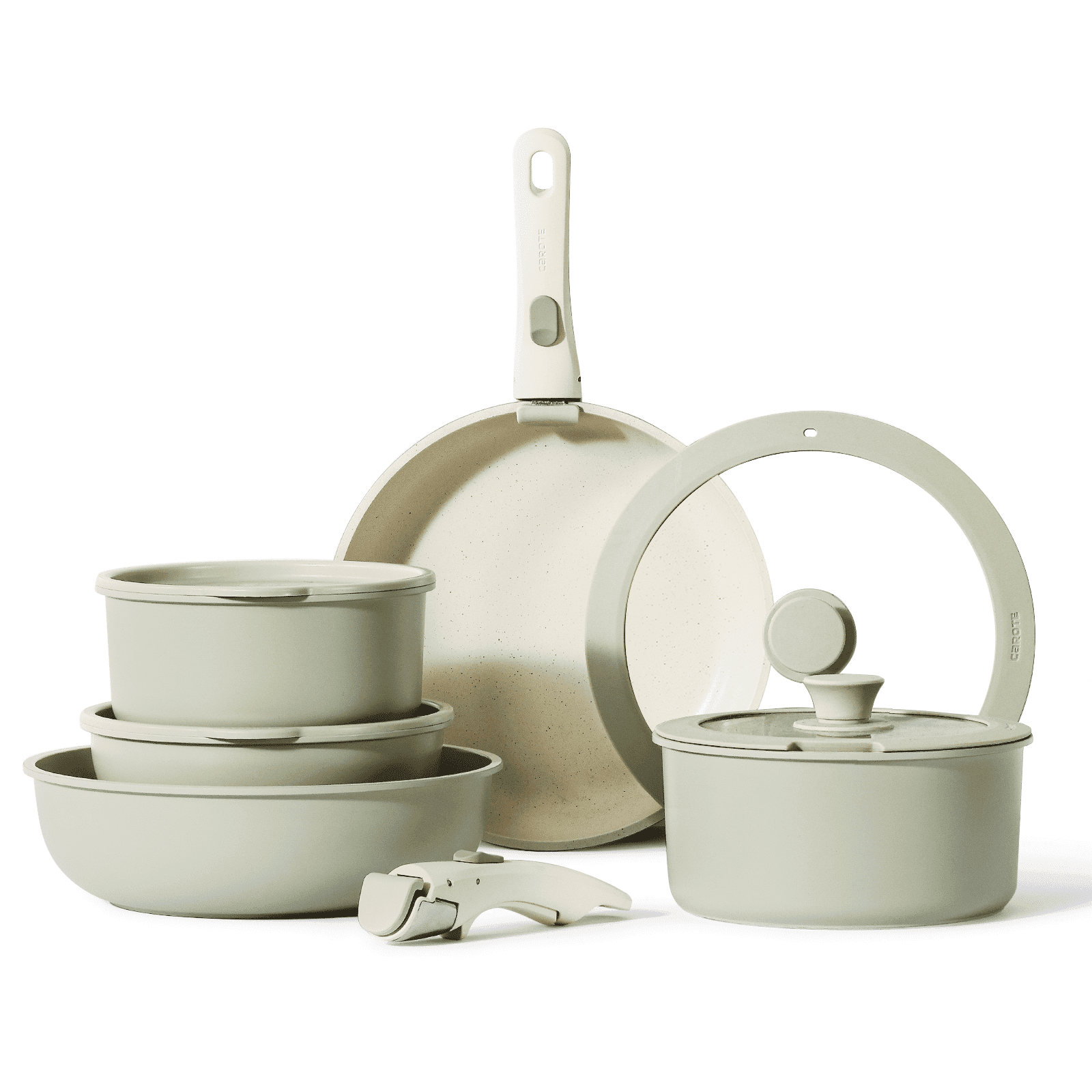 Carote Nonstick Cookware Sets, 11 Pcs Granite Non Stick Pots and Pans ...