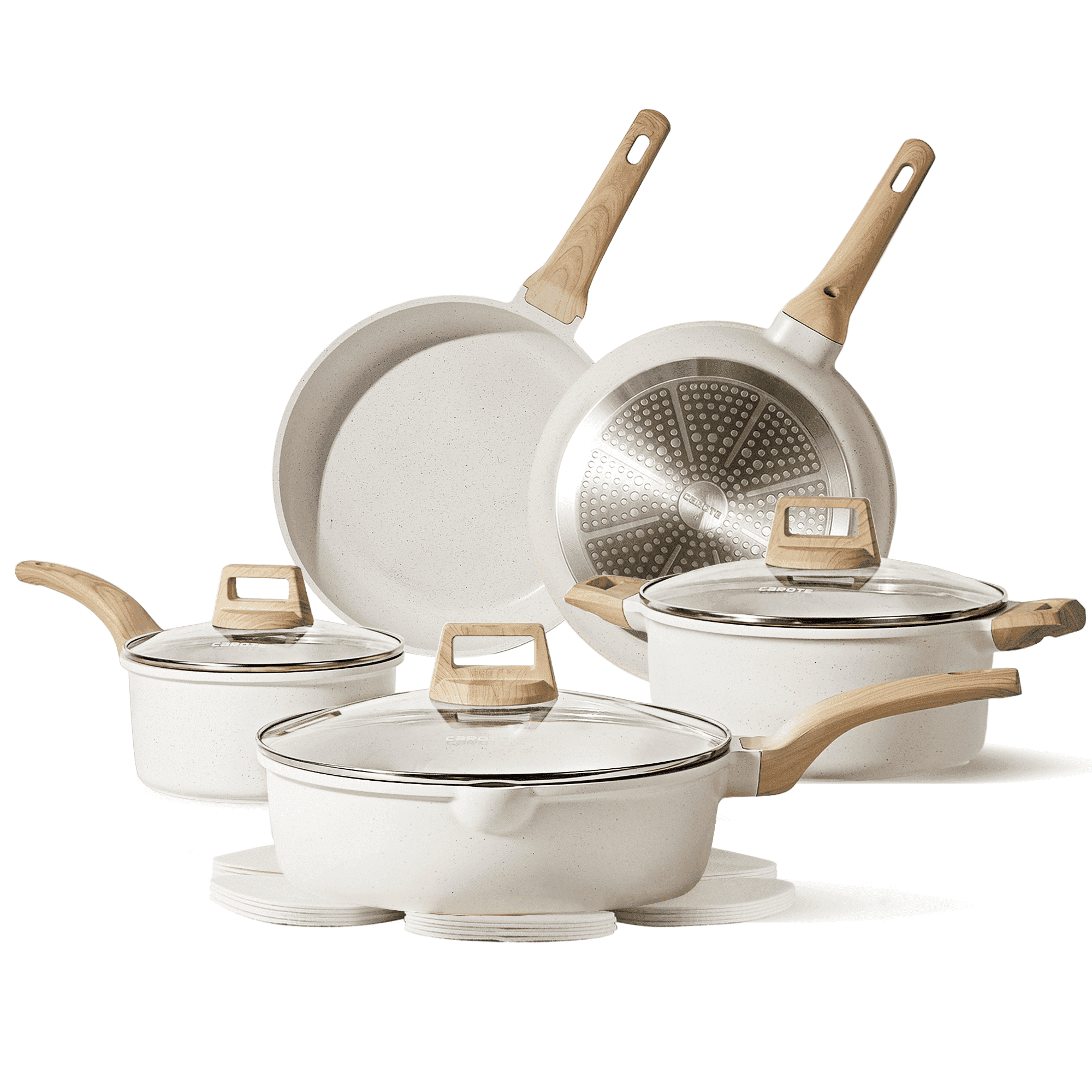 Carote Nonstick Cookware Sets, 12 Pcs Granite Non Stick Pots and Pans ...