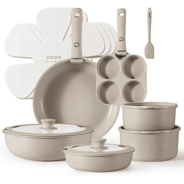 Carote Nonstick Cookware Sets, 18 Pcs Non Stick Pots and Pans Set with ...