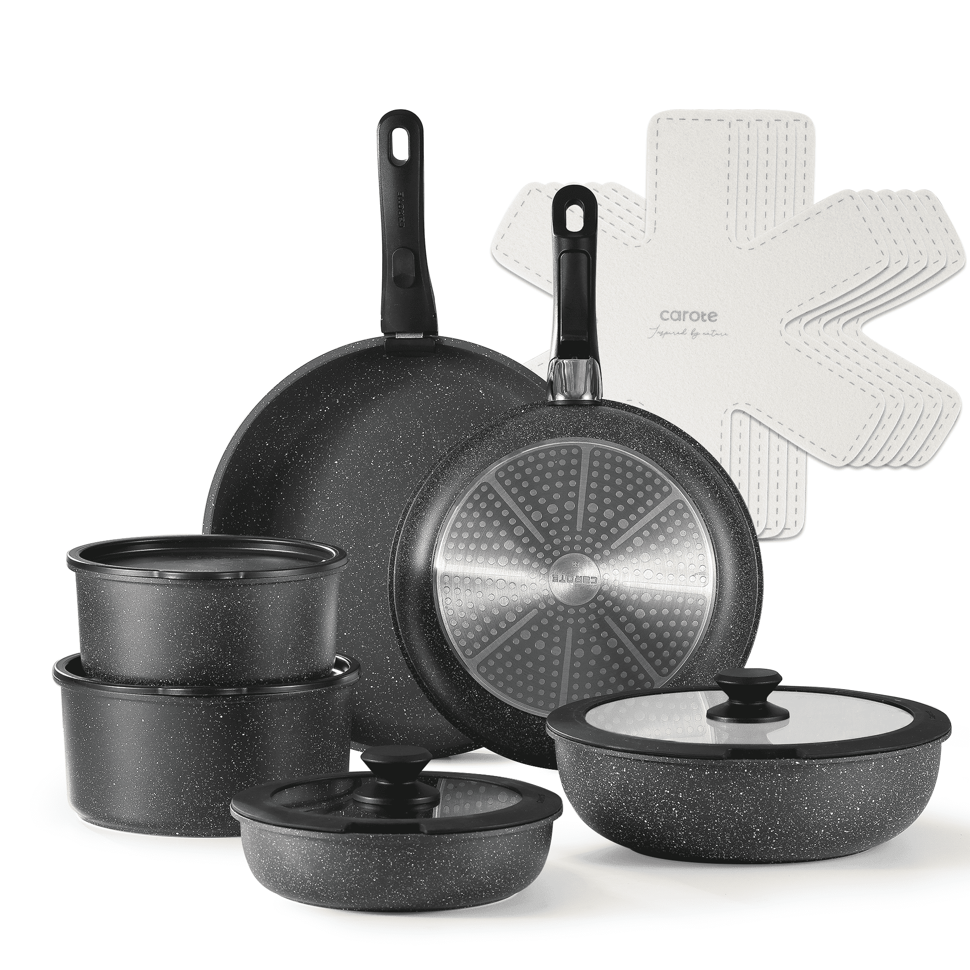 Carote Nonstick Cookware Sets, 17 Pcs Non Stick Pots and Pans Set with ...