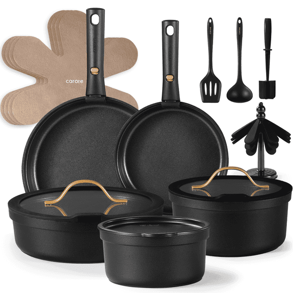 23 PCS Non-Stick Cookware Set, Cast Aluminum Pots and Pans Set with ...