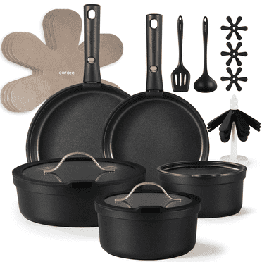 SENSARTE Nonstick Pots and Pans Set with Removable Handle, 18pcs ...