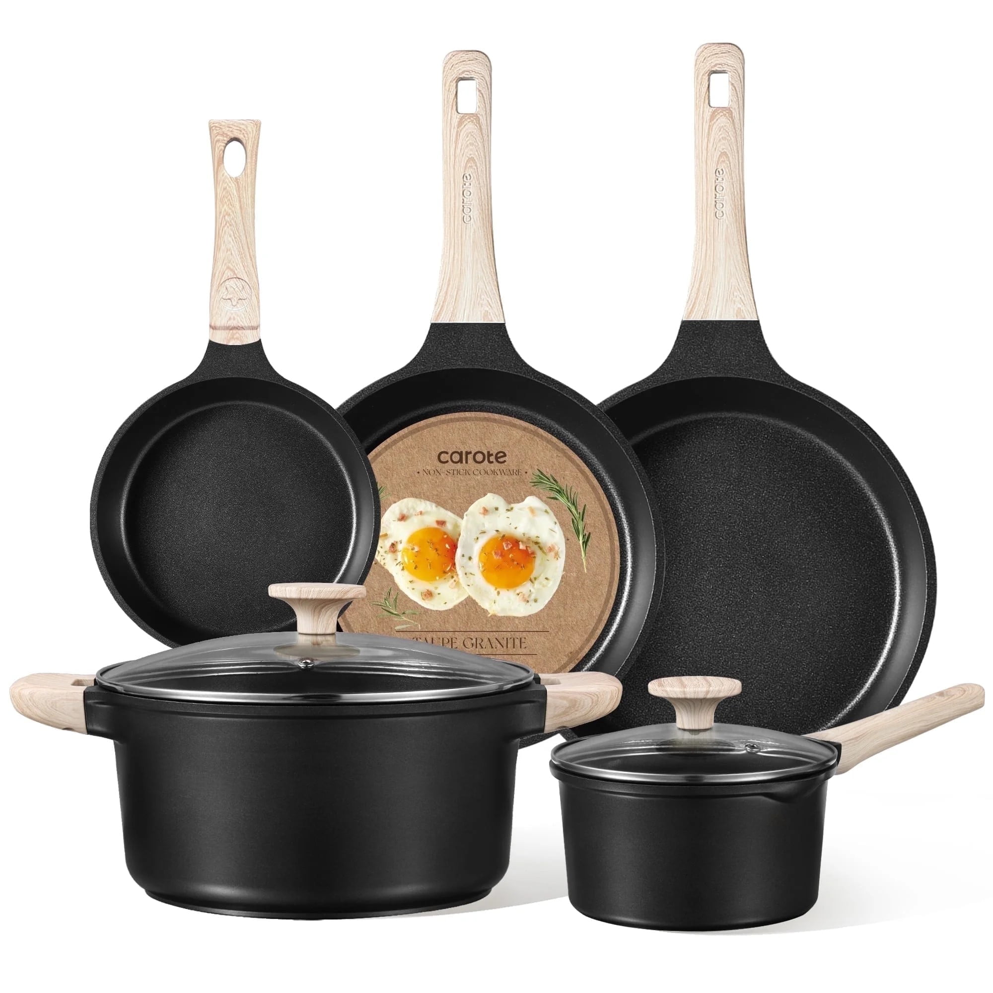 Carote Nonstick Cookware Set, 7-Piece Pots and Pans, Stay-Cool Handles ...