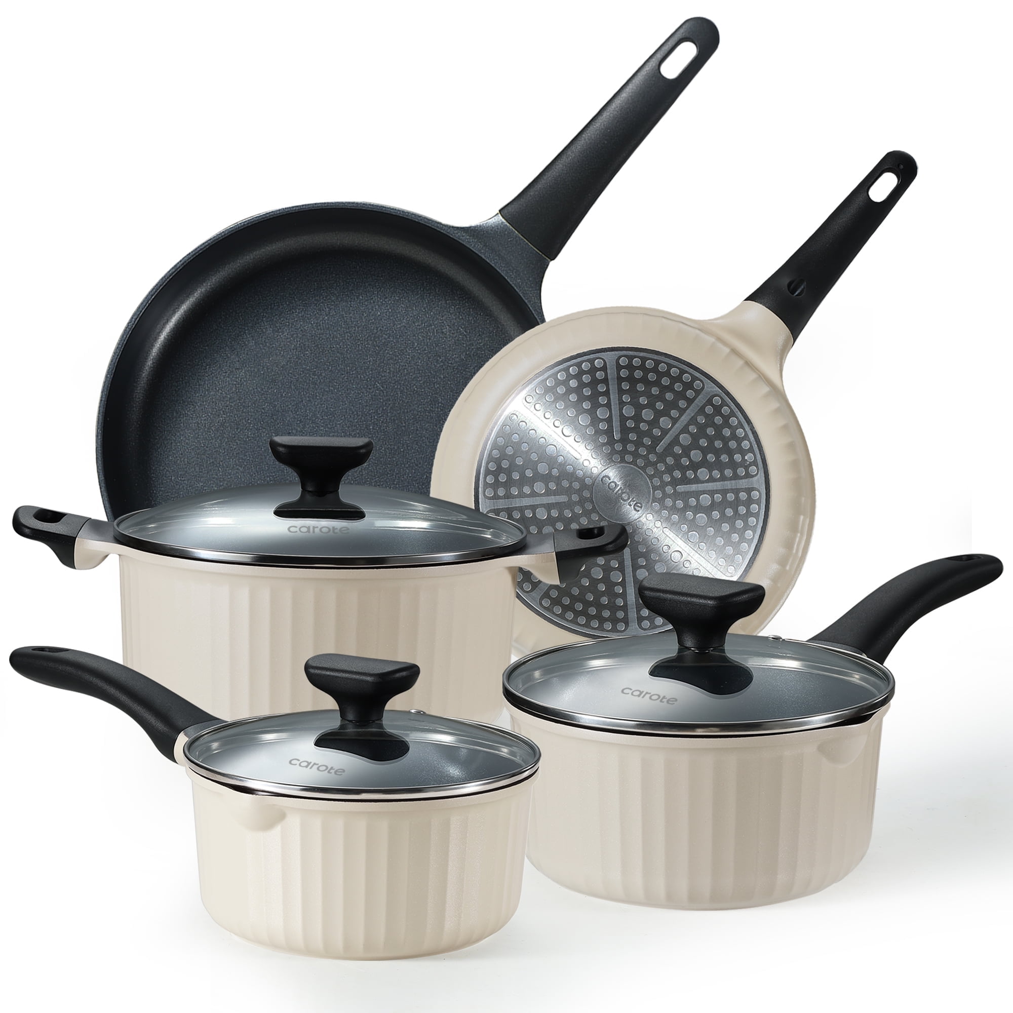 Carote Nonstick Cookware Sets, 8 Pcs Non Stick Pots and Pans Set ...