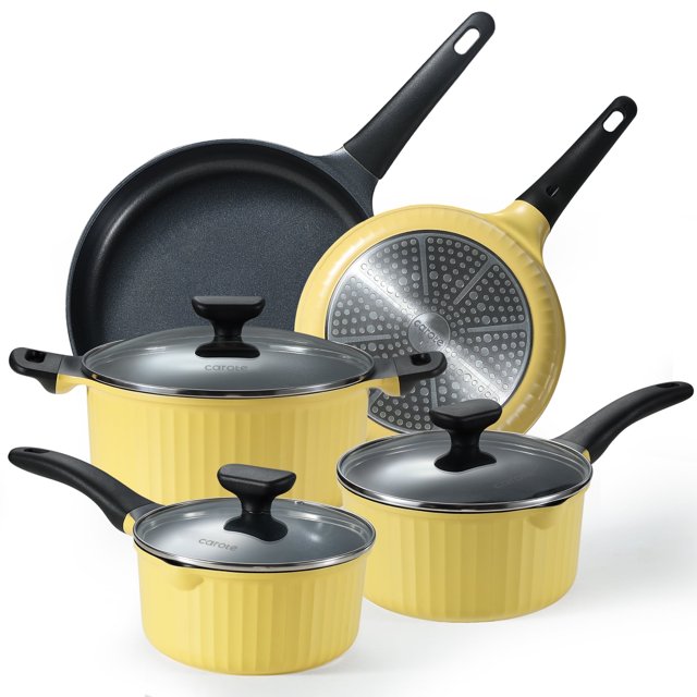 Carote Nonstick Cookware Sets, 8 Pcs Granite Non Stick Pots and Pans ...