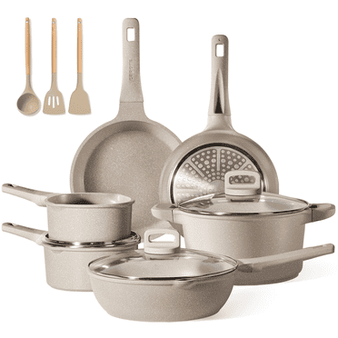 Carote Non-Stick Complete 13-Pcs Induction Kitchen Cookware Set, Black ...