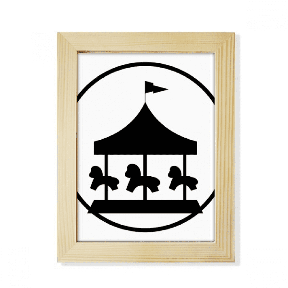 Carousel Amusement Park Black Outline Desktop Adorn Photo Frame Display ...