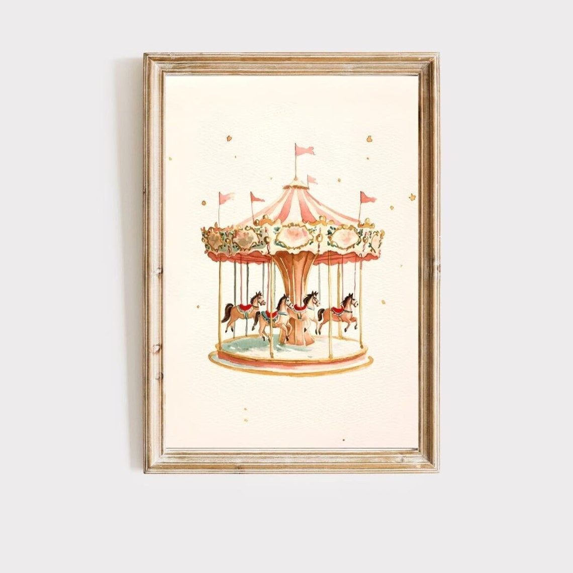 Carousel Art Print, Clowncore, Vintage Funfair, Hosting Decor, S, Pink ...