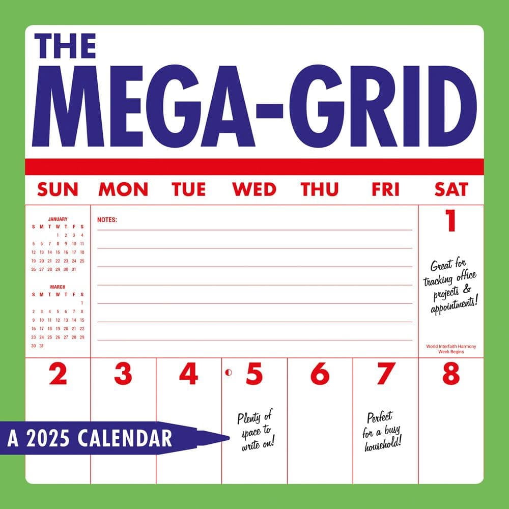 Carousel Calendars, Mega Grid 2025 Wall Calendar - Walmart.com