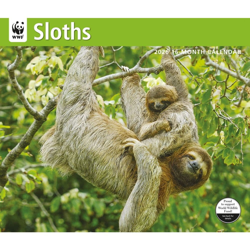 Carousel Calendars, Sloths WWF 2026 Wall Calendar - Walmart.com