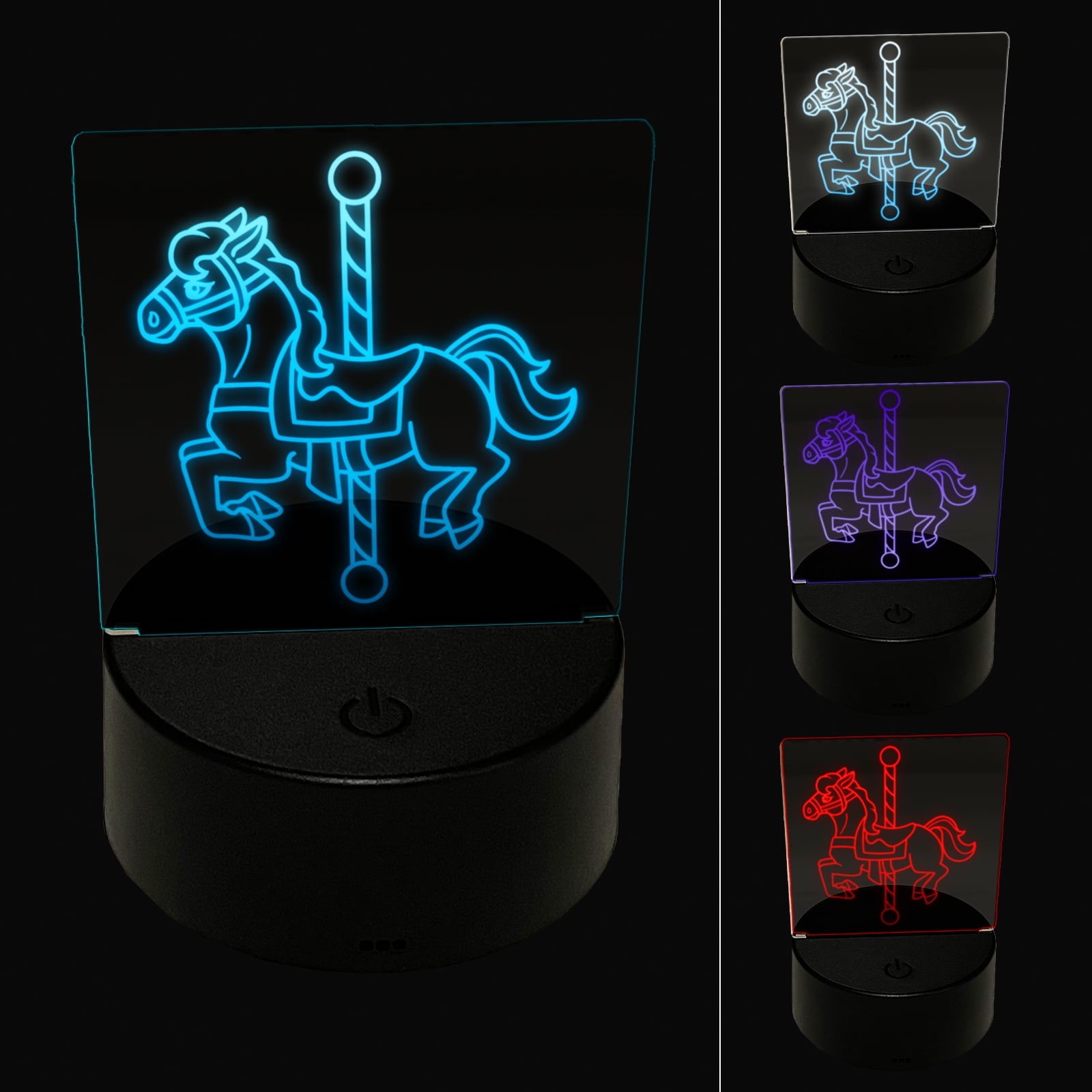 Carousel Horse Carnival Amusement Park LED Night Light Sign 3D Illusion ...