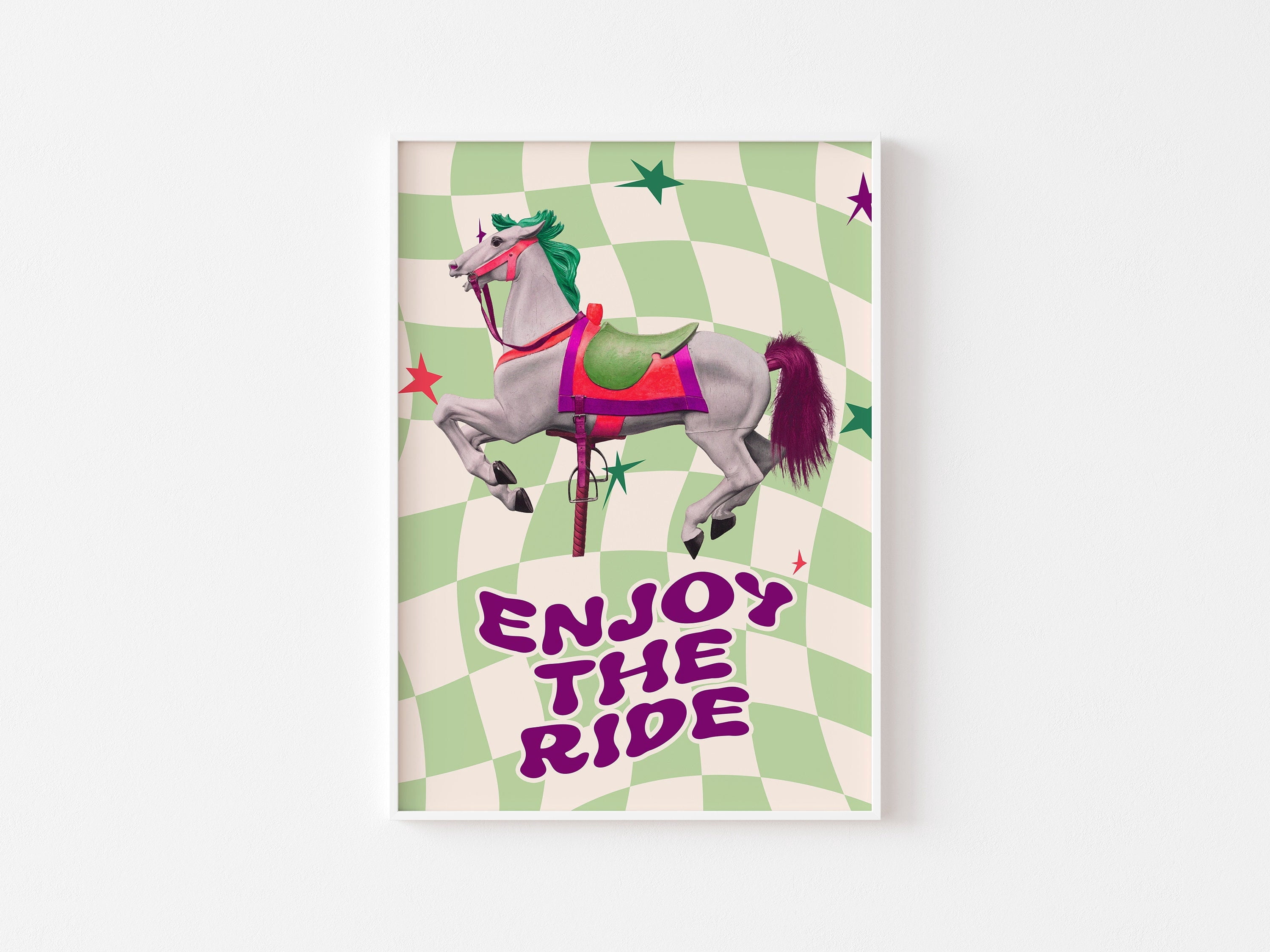 Carousel Horse Print Y2K Nostalgia Groovy Fairground Art Home Decor ...