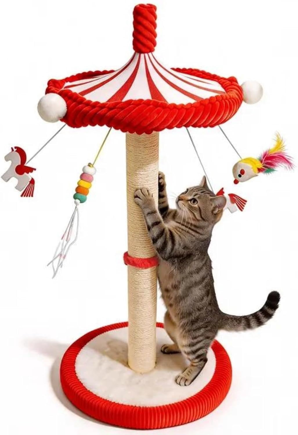 Carousel Interactive Cat Toys for Indoor Cats, 39" Tall Cat Scratching ...
