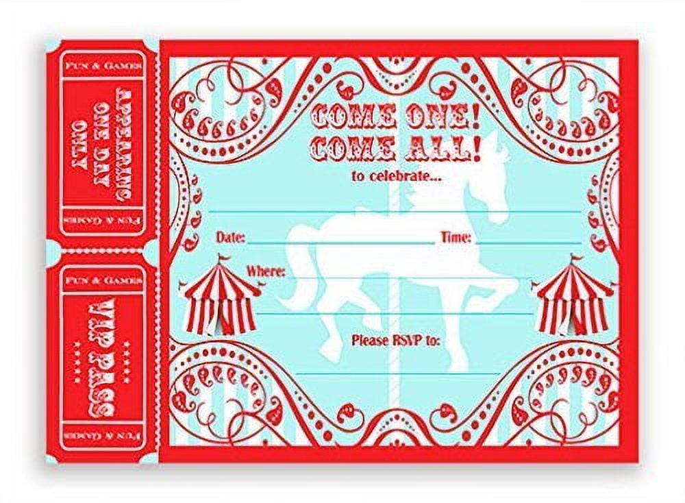Carousel LARGE Invitations AR - Carnival Invitations - Circus ...