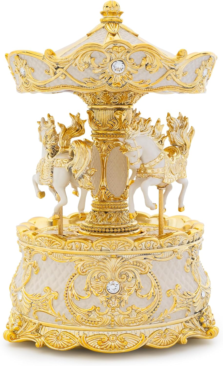 Carousel Music Box Gold & Ivory 8.7