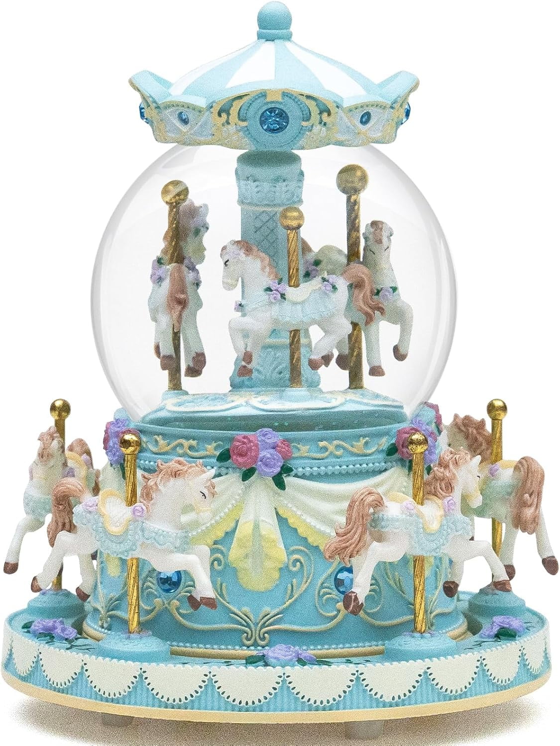 Carousel Music Box,Horse Snow Globe,Hand-Painted Musical Boxes,Color ...