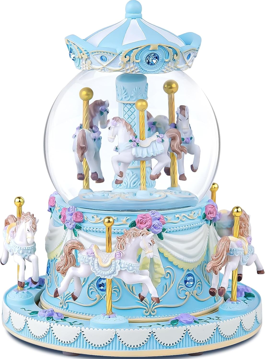 Carousel Music Box,Horse Snow Globe,Hand-Painted Musical Boxes,Color ...