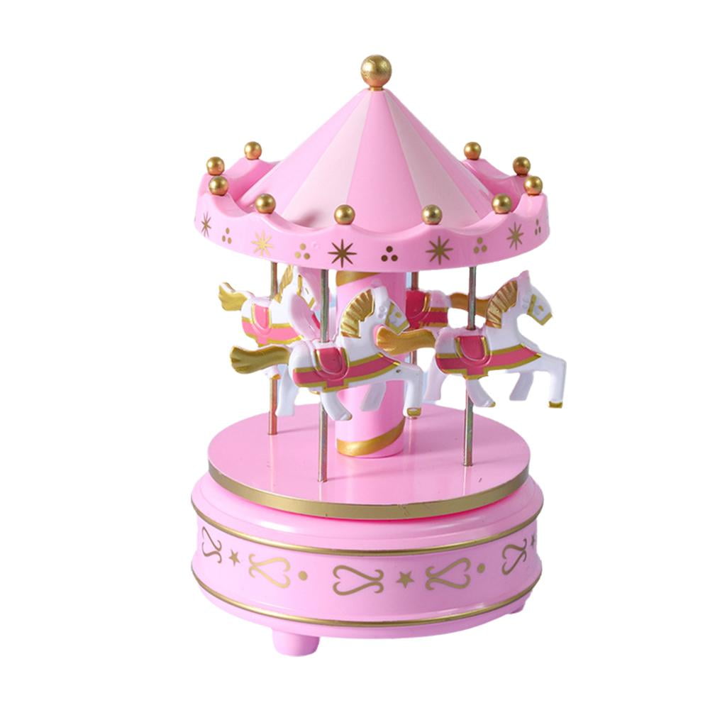 Carousel Music Box for Kids,4-Horse Rotating Windup Music Box,Classic ...