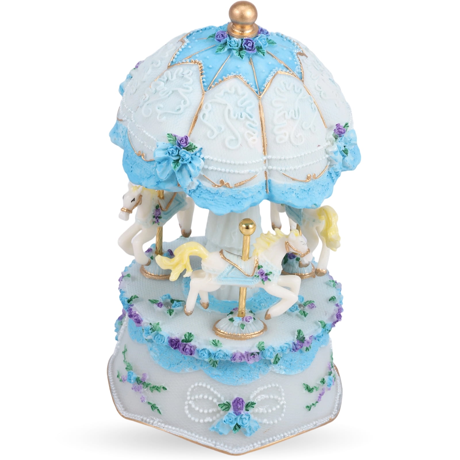 Carousel Music Box with 3 Horses Luminous Rotating Carousel Horse Music ...