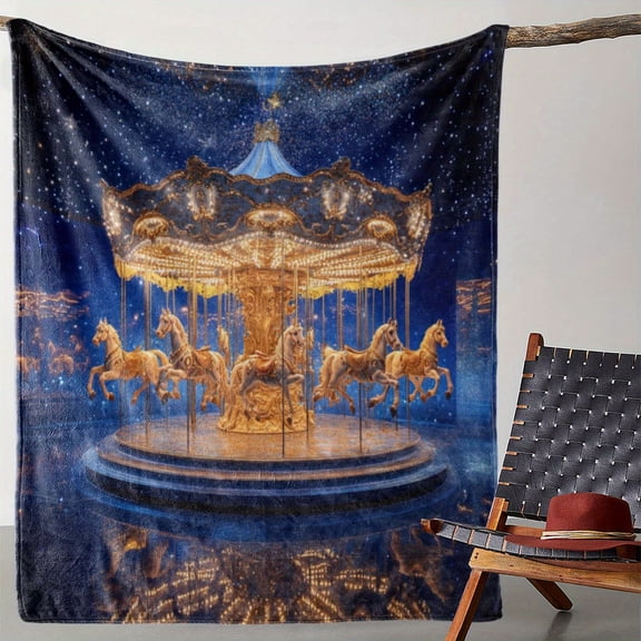 Vintage Winter Village Scene Flannel Throw Blanket – Digital Print Cozy ...
