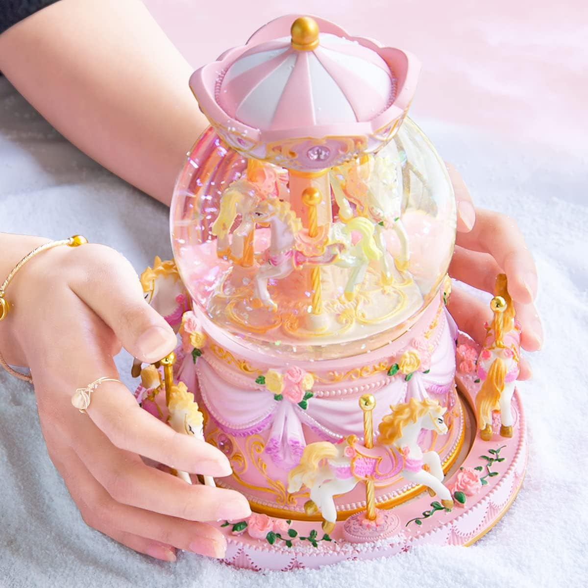 Carousel Snow Globe Birthday Gift for Girls Daughter, Carousel Music ...