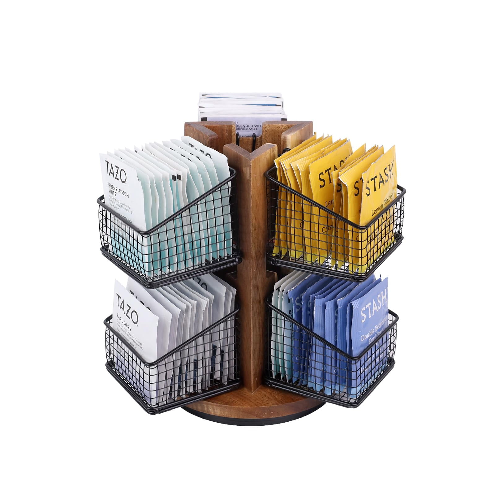 Carousel Tea Bag Organizer for Countertop, 2 Tier Spinning Tea Holder ...