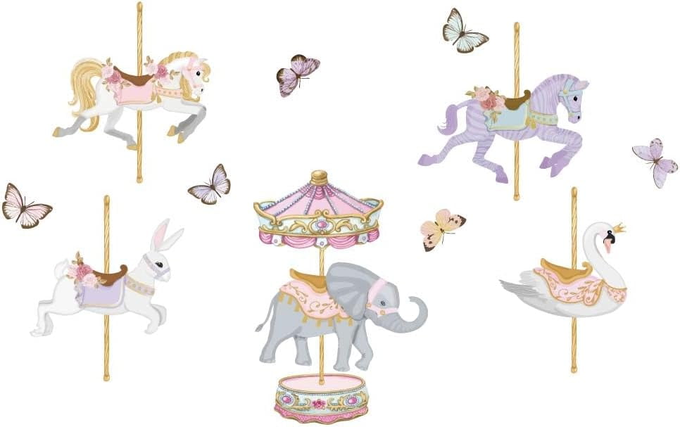 Carousel Wall Sticker Merry Go Round Decal Carousels Butterfly Vinyl ...