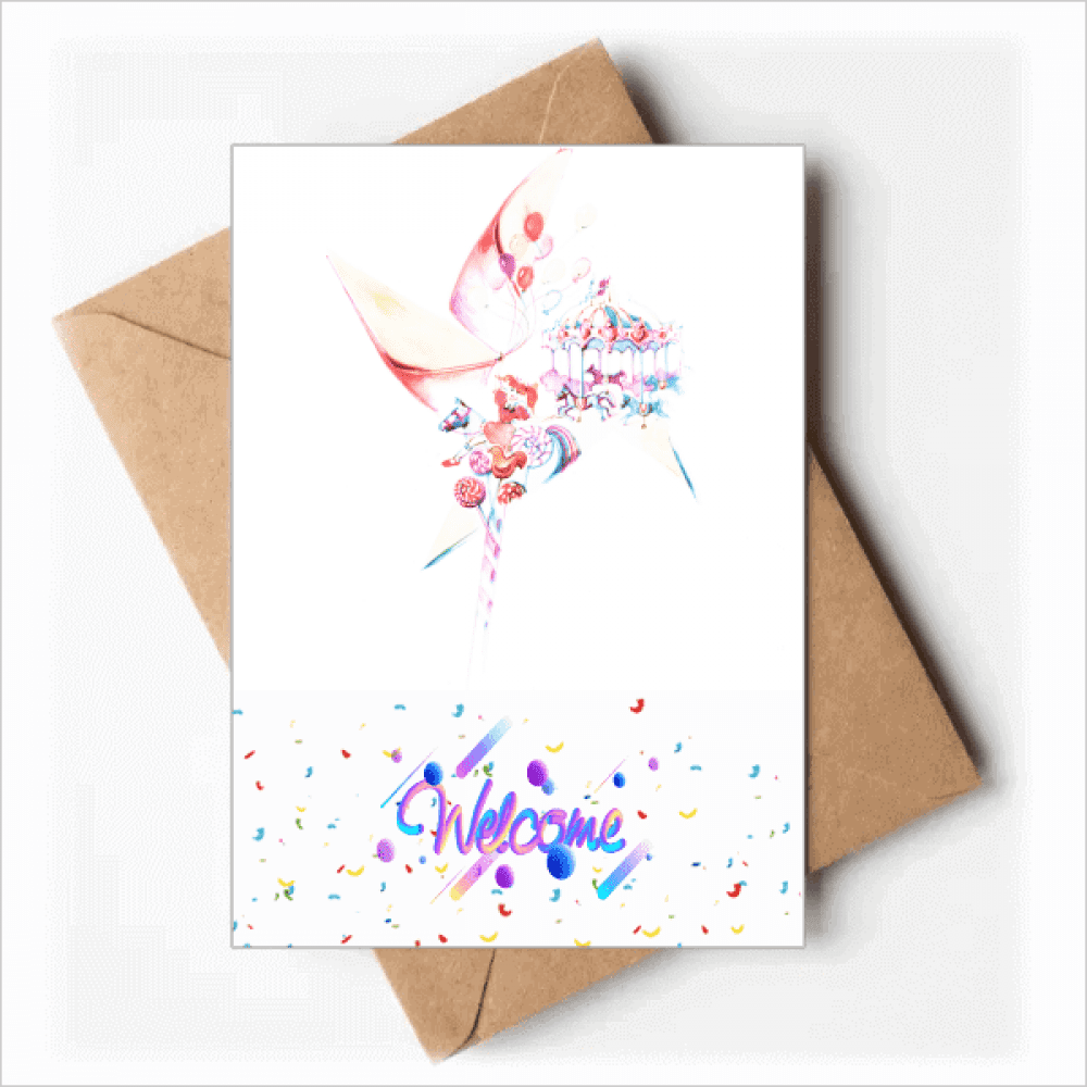 Carousel Windll Lollipop Watercolor Painting Welcome Back Greeting ...