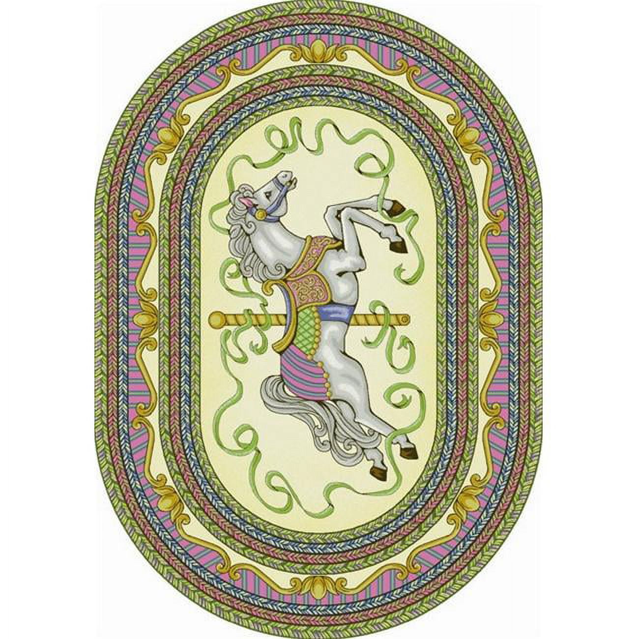 Carousel Yellow 3 ft.10 in. x 5 ft.4 in. Oval WearOn Nylon Machine ...