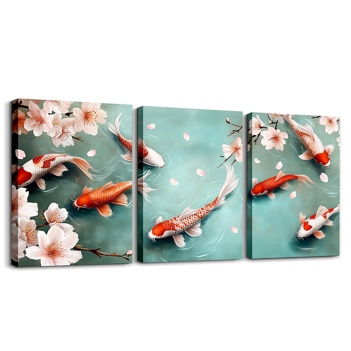 Carp Canvas Wall Art Koi Fish Canvas Art Prints,Cherry Blossom Framed ...