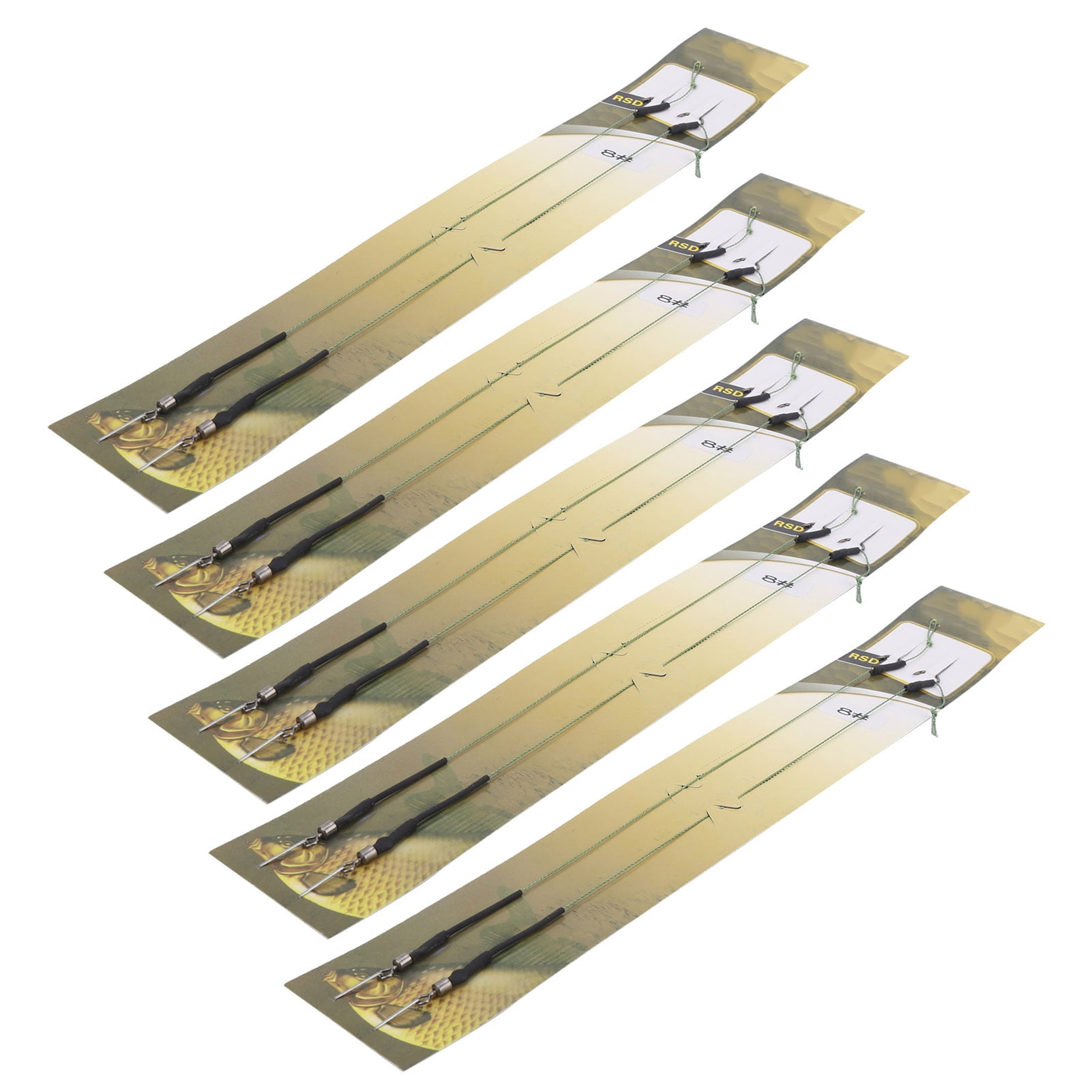 Carp Fishing Hair Rigs, 5-Pack Set, 8# Line, Metal Hooks, Bait Wire ...