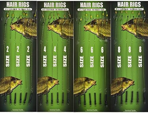 Carp Fishing Hair Rigs Kit, 24pcs Curve Carp Hooks, Braided Thread Line Leader, Boilies, 18pcs ...