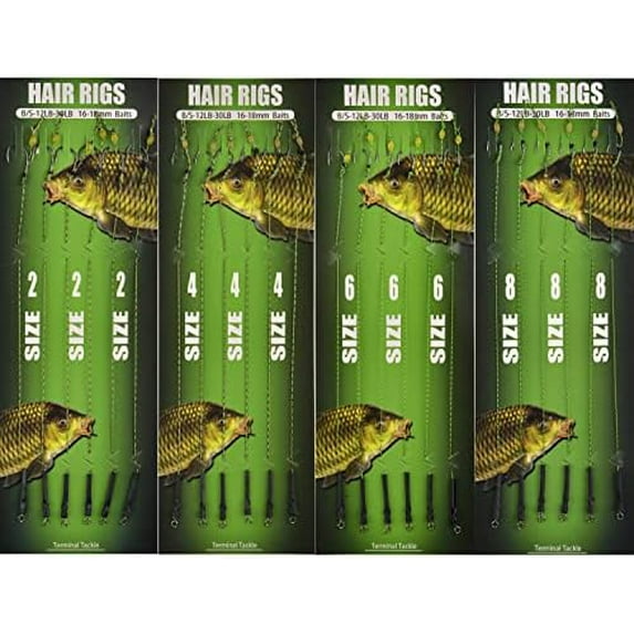 Carp Fishing Hair Rigs Kit, 24pcs Curve Carp Hooks, Braided Thread Line ...