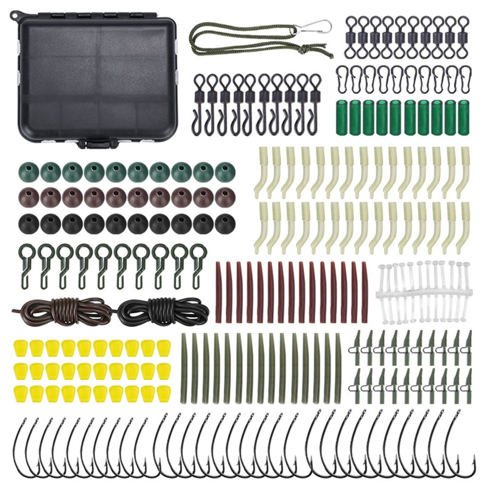 Carp Fishing Tackle Box Clips Hooks Swivels Clips 224Pcs Terminal ...