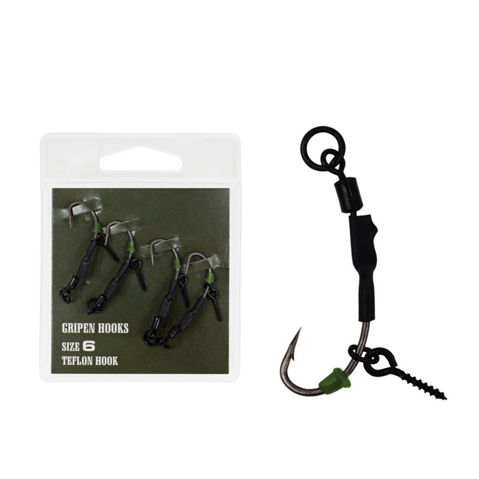 Carp Fishing Wide Gape Hook with Leader and Antitangle Sleeve, Fishing ...