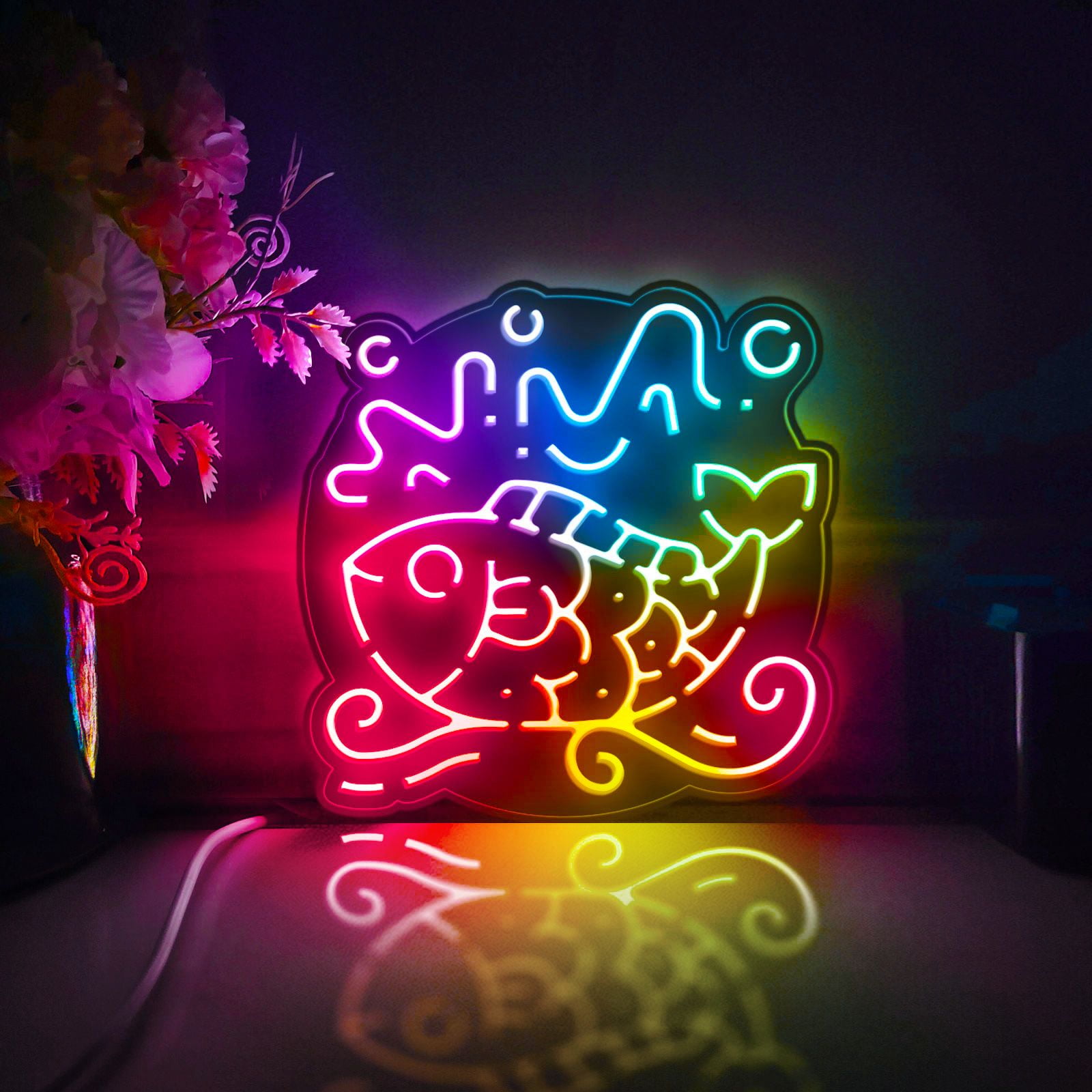 Carp Led Light Box, Dimmable Neon-Like Light Signs USB Power for Wall ...