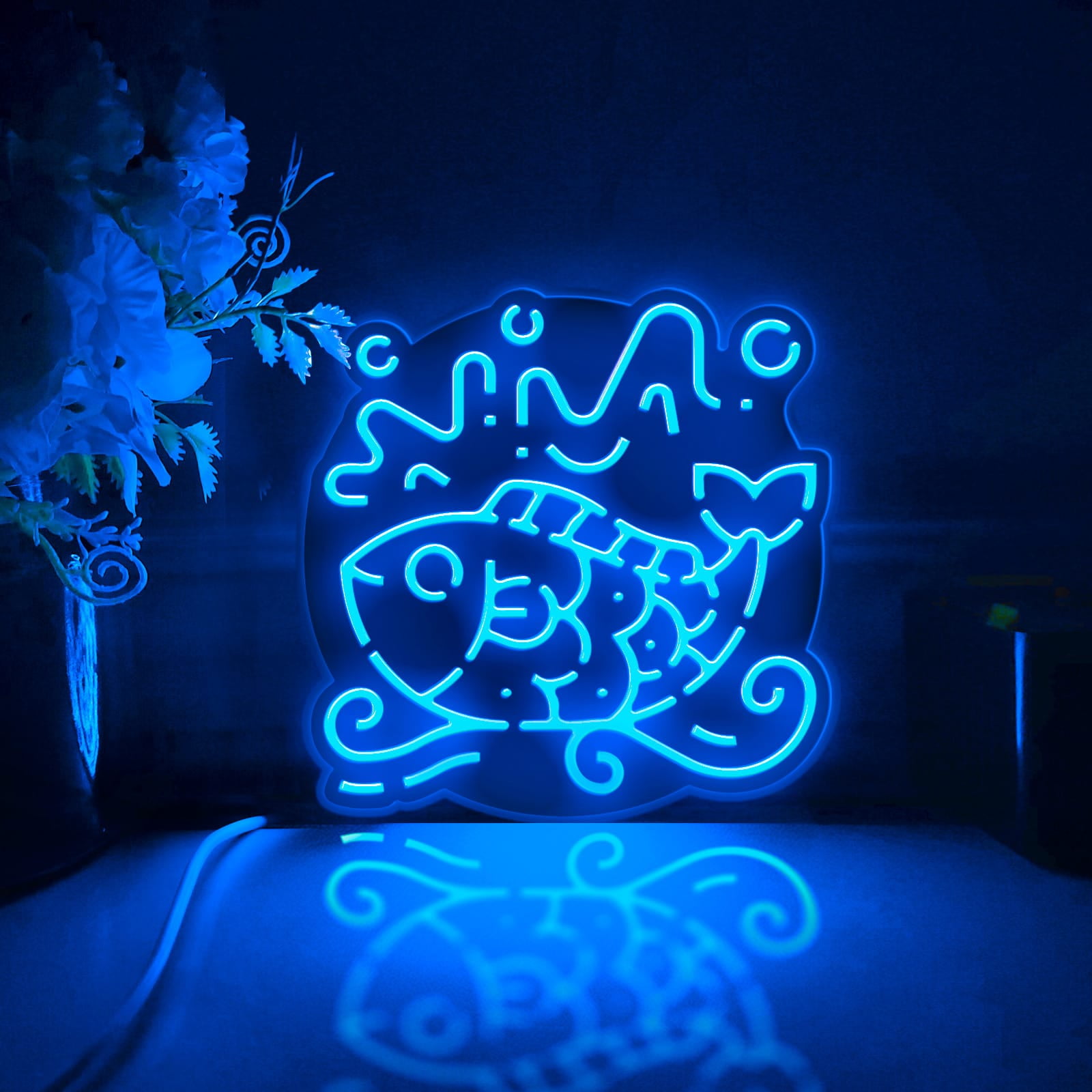 Carp Led Light Box, Dimmable Neon-Like Light Signs USB Power for Wall ...