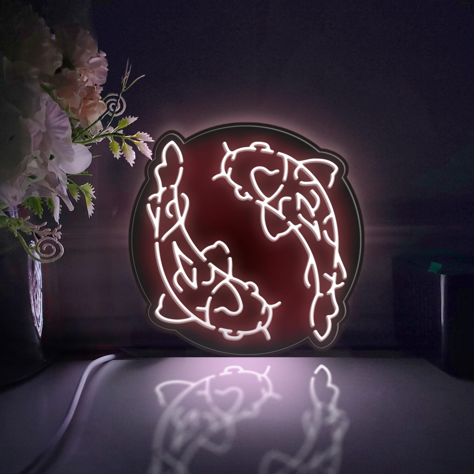 Carp Led Light Box, Dimmable Neon-Like Light Signs USB Power for Wall Decor Bedroom Decoration ...