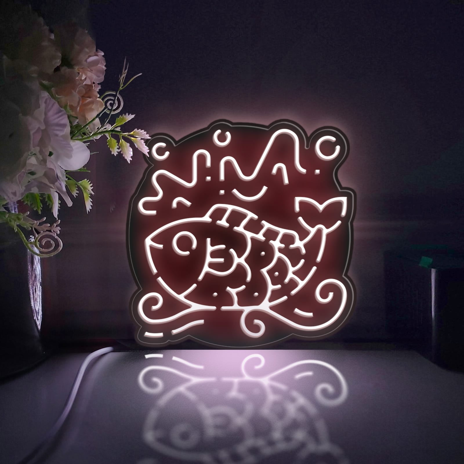 Carp Led Light Box, Dimmable Neon-Like Light Signs USB Power for Wall ...