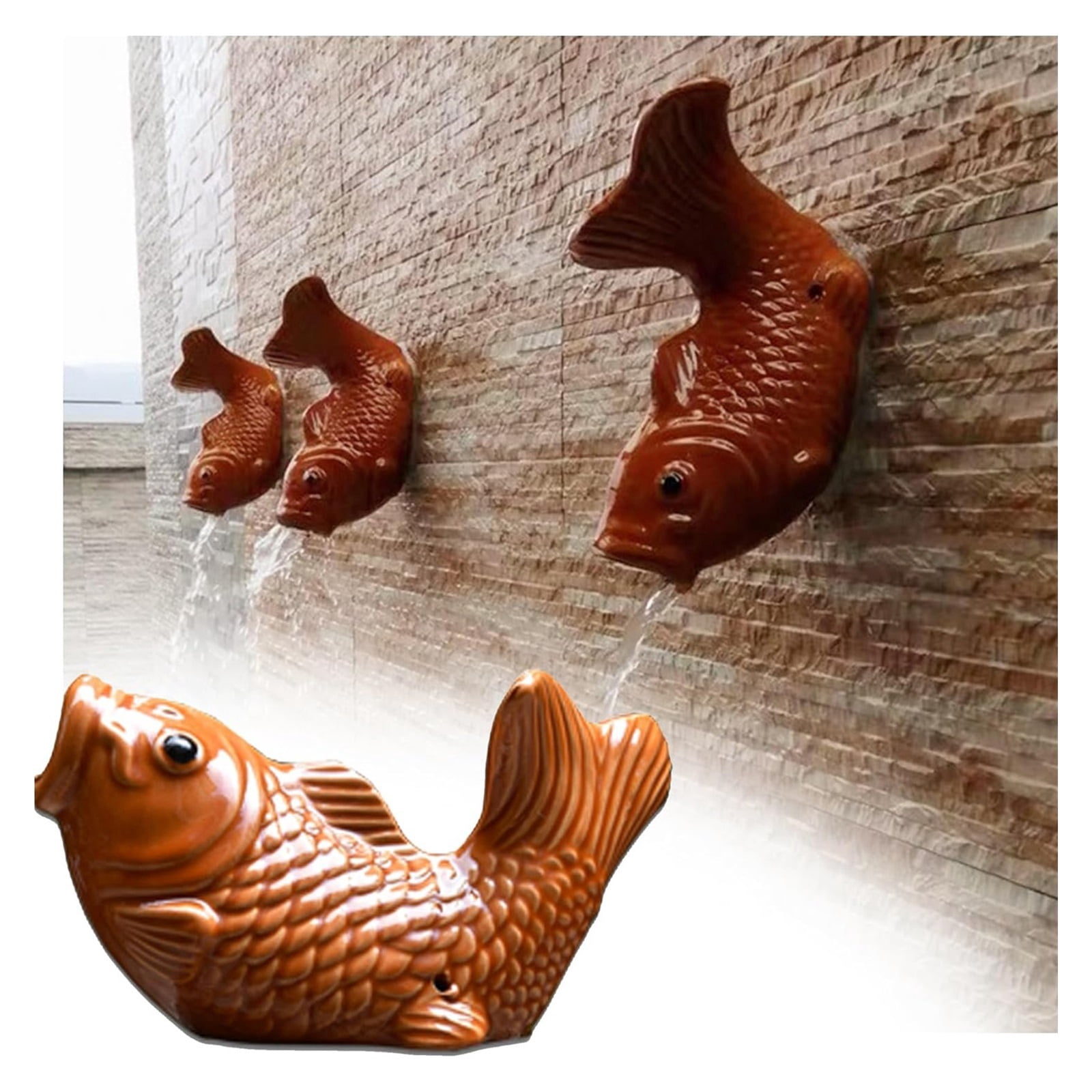 Carp Water Spitter Statue for Pools and Ponds,Ceramic Carp Fountain ...