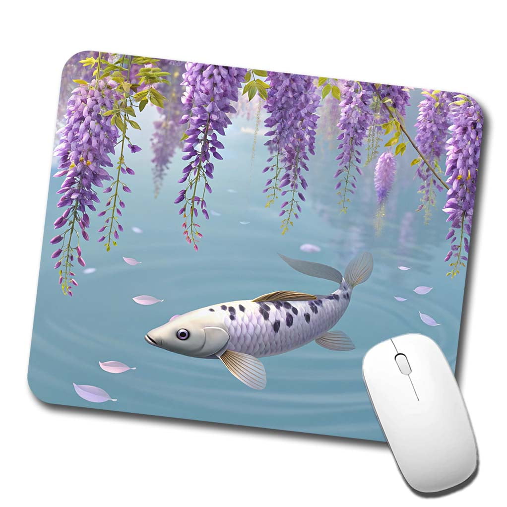 Carp Wisteria Flowers Fish Pond Mouse Pad Low Profile Gaming Mat ...