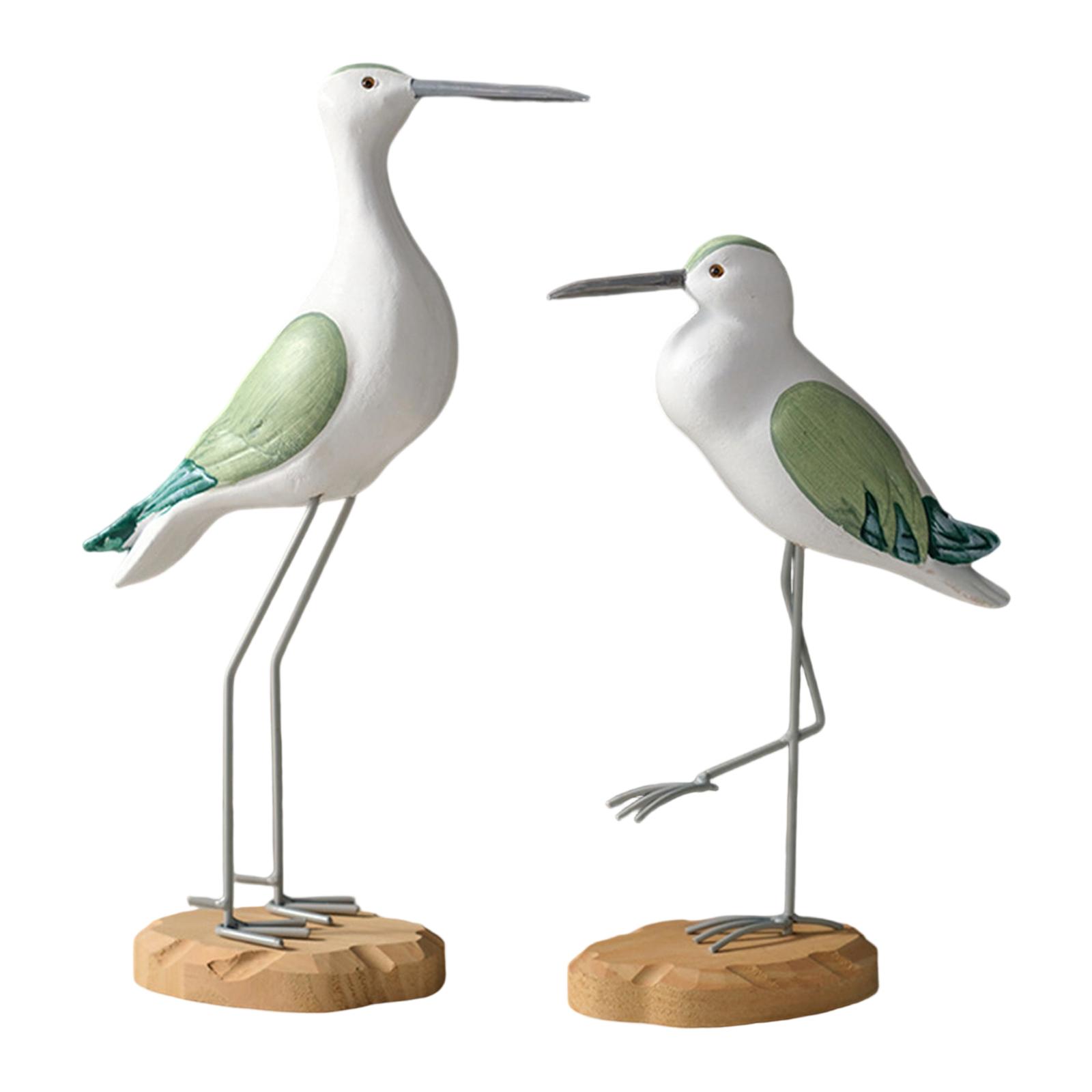 CarpNettore 2 Pieces Rustic Sea Bird Sculpture Creative Shelves Wooden ...