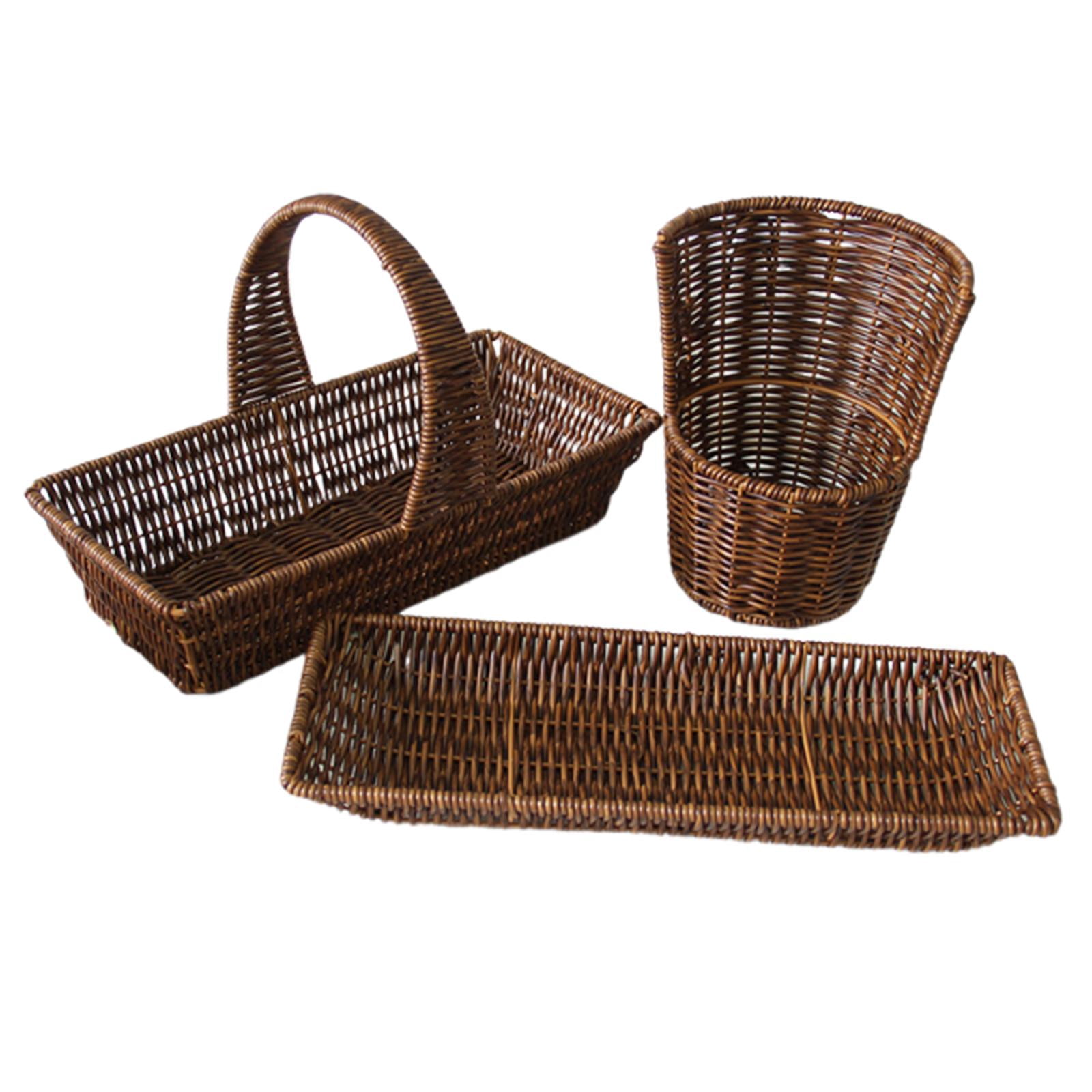 CarpNettore 3 Pieces Imitation Rattan Storage Baskets Bread Baskets ...