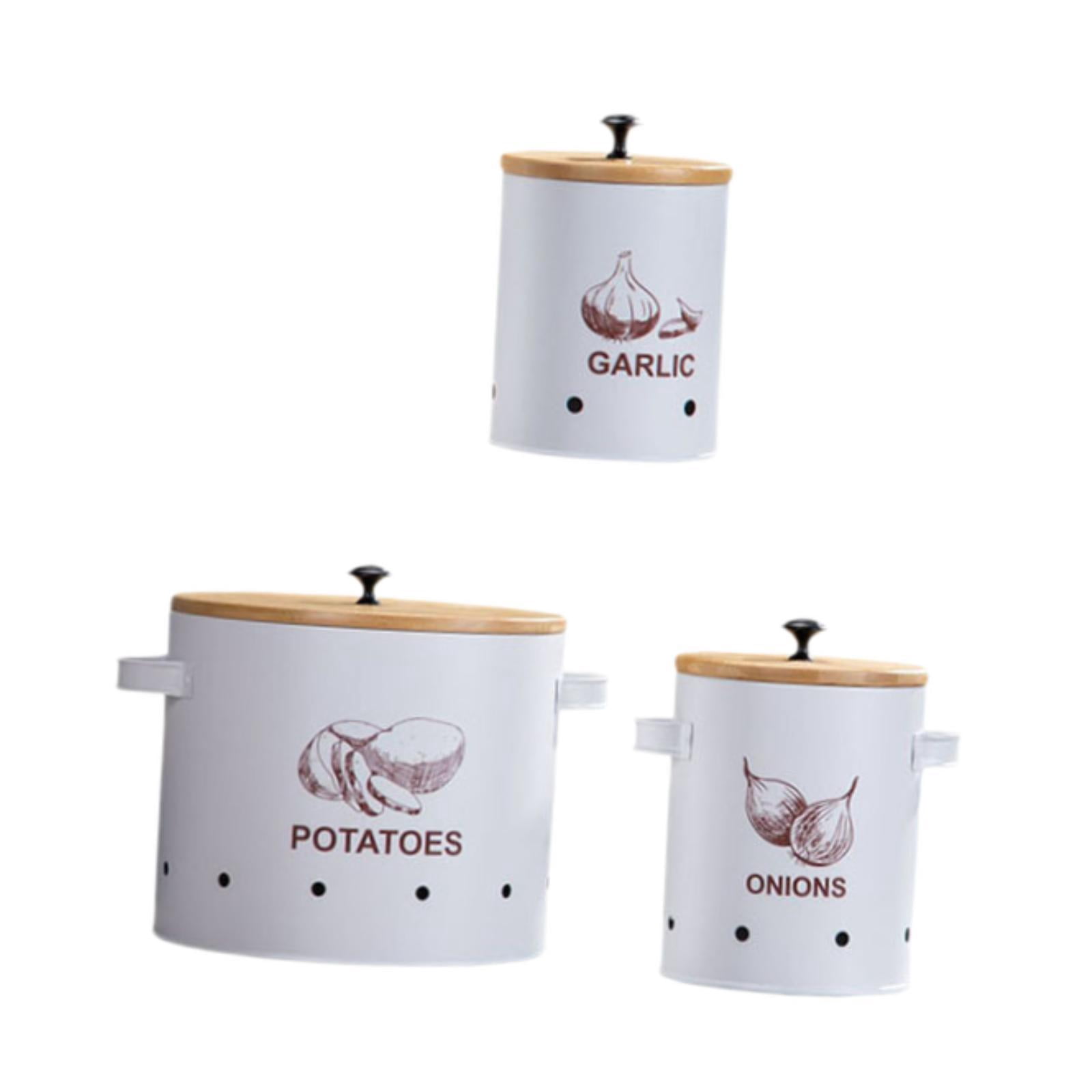 CarpNettore 3Pcs Potato Onion Garlic Canister, with Aerating Holes ...