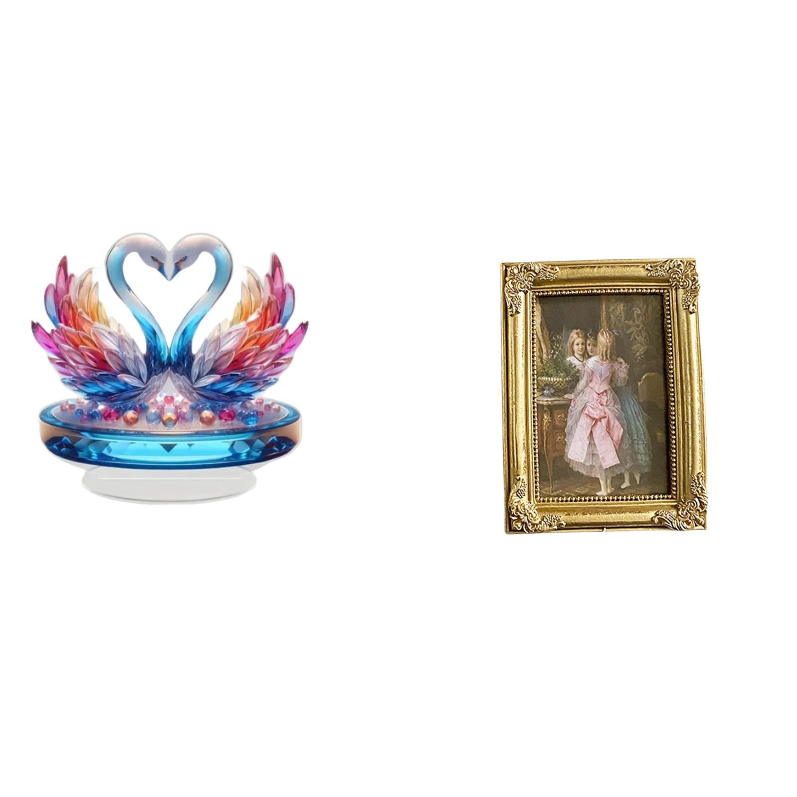 CarpNettore Acrylic Resin Swan Sculpture Photo Frame Statue Table ...