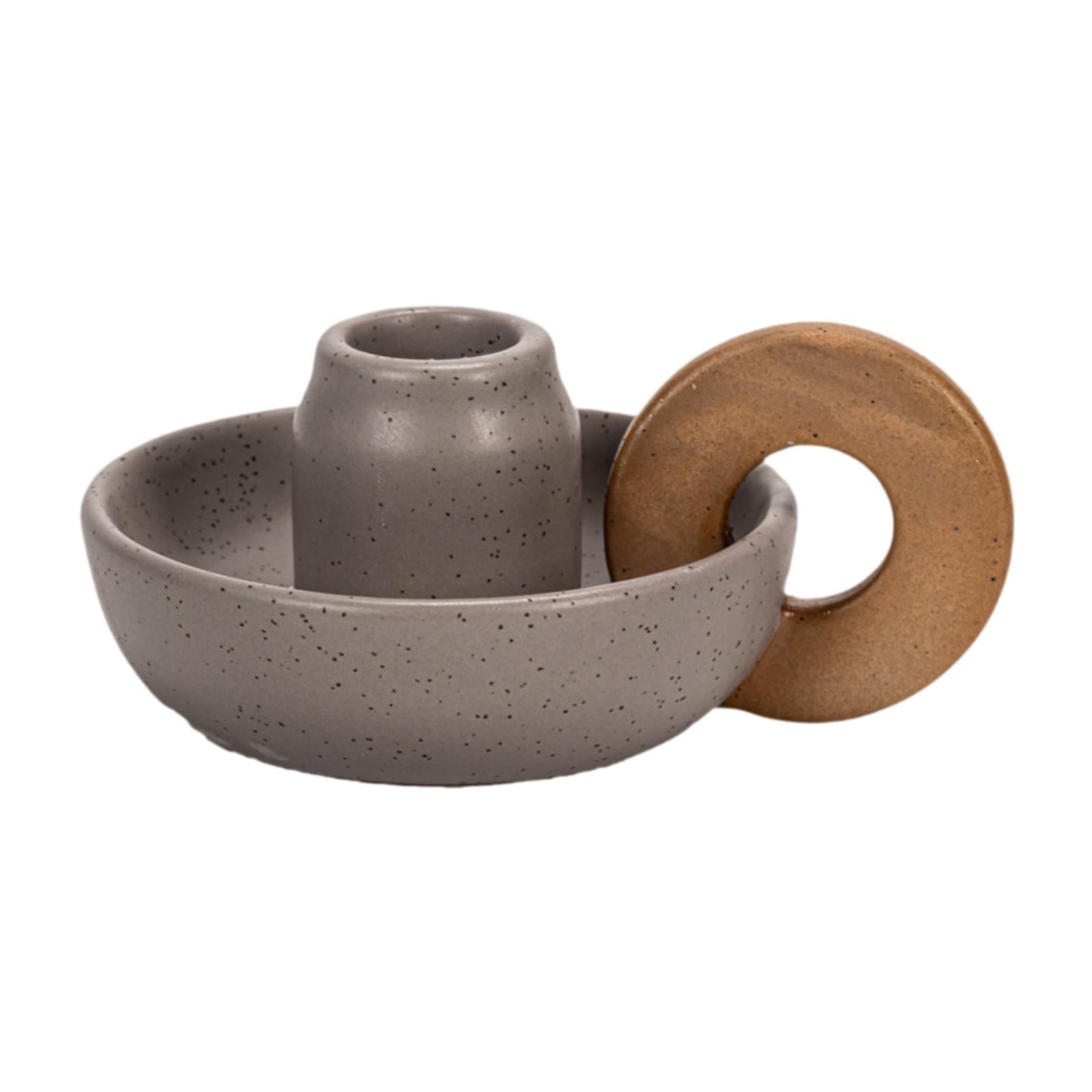 CarpNettore Ceramic Candle Holder Candle Stick Holder with Round Plate ...