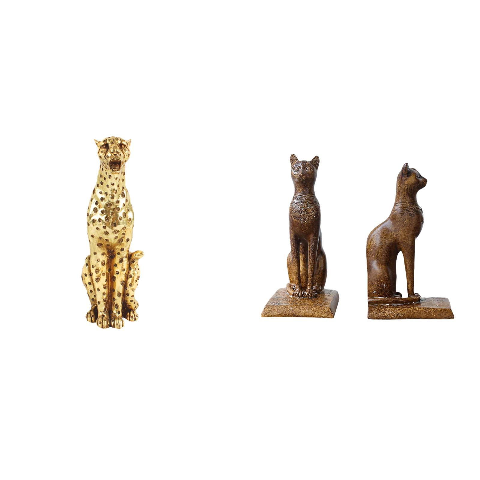 CarpNettore Cheetah Figurine Gold Cheetah Animal Sculpture Tabletop ...
