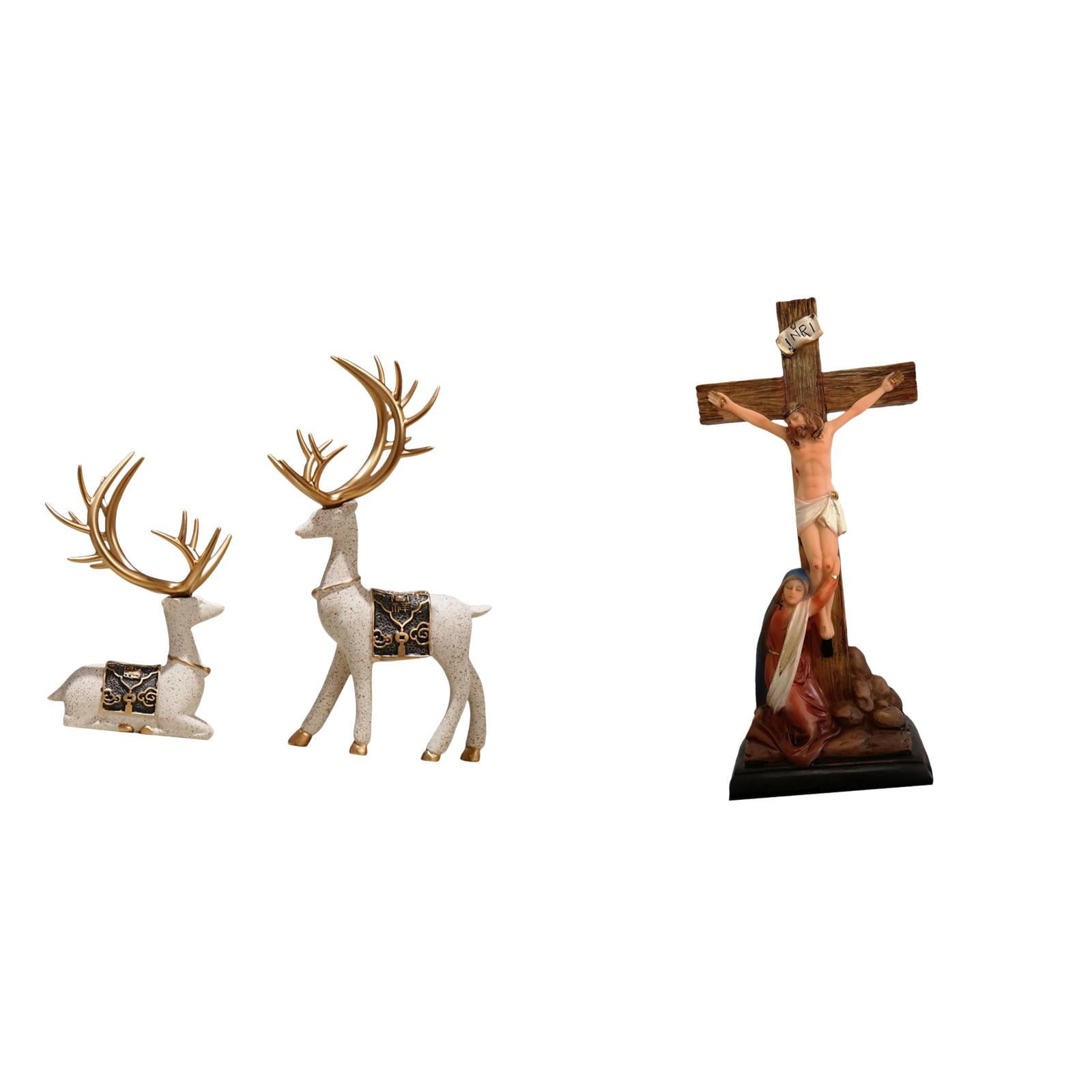 CarpNettore Decorative Reindeer Statue Jesus Sculpture Ornaments Holy ...